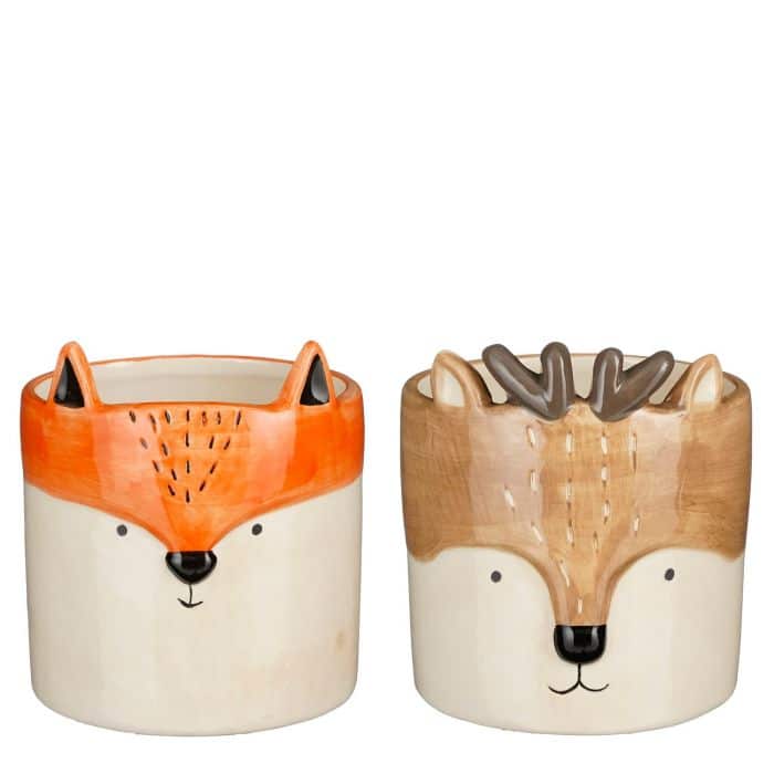Pot Fox/Deer Assorted - H15 x D13.5cm - Sherries Estates
